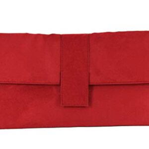 LONI Womens Fab Large Faux Suede Clutch Bag/Shoulder Bag In Dark Red