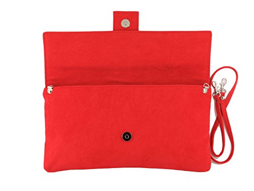 LONI Womens Fab Large Faux Suede Clutch Bag/Shoulder Bag In Dark Red