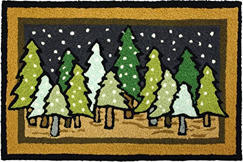 Winter Pine Trees Serenity Jellybean Area Rug