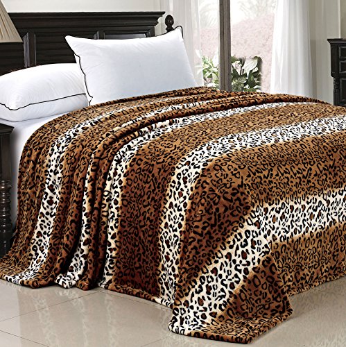 Home Soft Things Light Weight Animal Safari Style ST Leopard Printed Flannel Fleece Blanket (Queen)