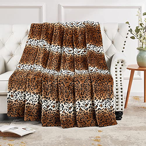 Home Soft Things Light Weight Animal Safari Style ST Leopard Printed Flannel Fleece Blanket (Queen)