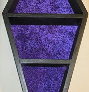 JOANNDLES Coffin Wall Shelf Black Wood to Choose Dracula Style Gothic Home Decor (22-Half L x14-half W x 3-Half D) (Black Wood Purple Back)