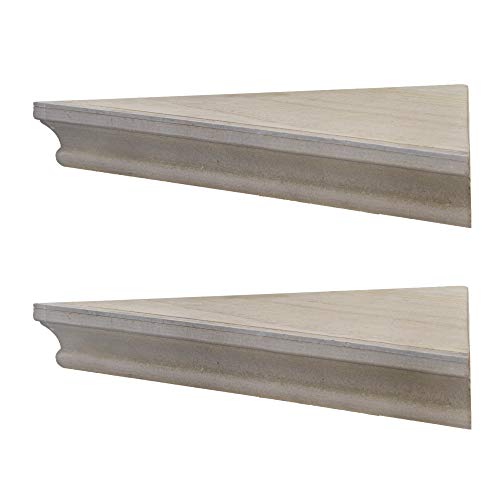 American Art Decor Rustic Wood Floating Corner Shelves - Grey - Set of 2