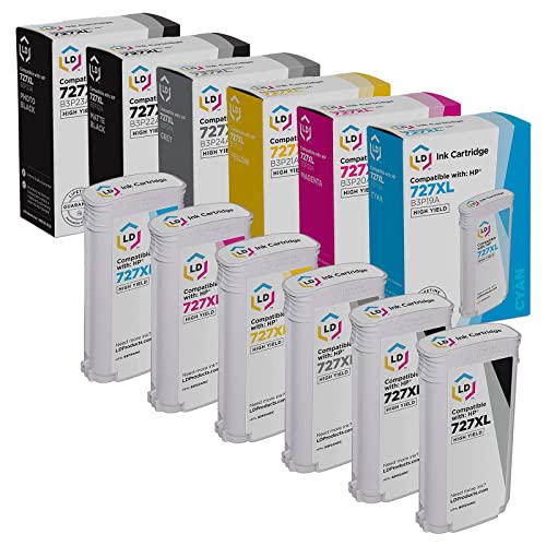 LD Products Remanufactured Ink Cartridge Replacement for HP 727XL High Yield (Matte Black, Photo Black, Cyan, Magenta, Yellow, Gray, 6-Pack)