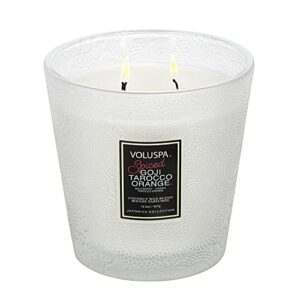 Voluspa Spiced Goji Tarocco Orange Candle | 2 Wick Glass Boxed Hearth | 16.5 Oz | Holiday Scent |All Natural Wicks and Coconut Wax for Clean Burning