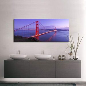 VividHome Beautiful San Francisco Golden Gate Bridge Canvas Prints Wall Art Cityscape Picture for Living Room Bedroom Office Decoration 20x48 Inch