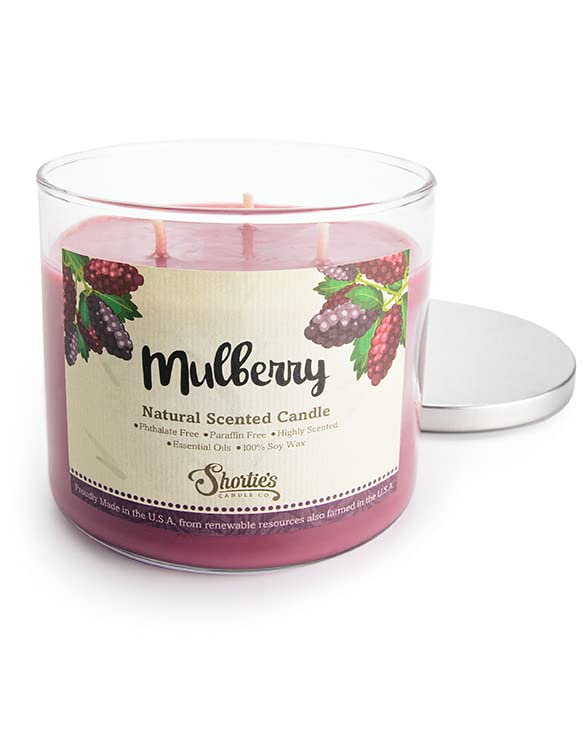 Mulberry Natural 3 Wick Candle, Essential Fragrance Oils, 100% Soy, Phthalate & Paraben Free, Clean Burning, 14.5 Oz.