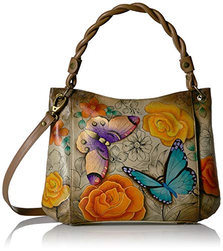 Anna by Anuschka Medium Slim Shoulder Bag, Floral Paradise Tan