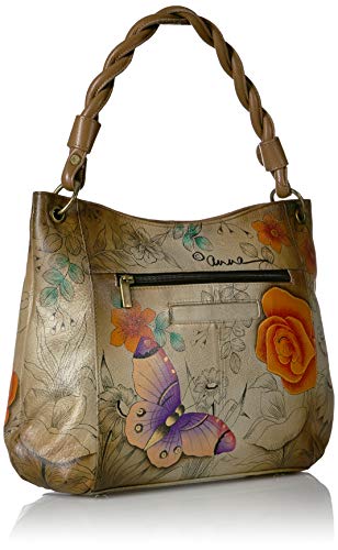 Anna by Anuschka Medium Slim Shoulder Bag, Floral Paradise Tan