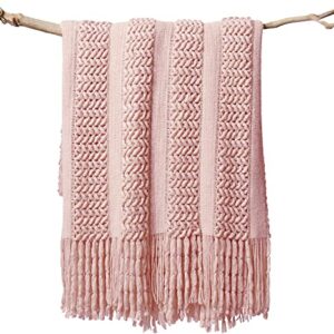 BATTILO HOME Dusty Pink Throw Blanket for Couch, Decorative Accent Soft Blush Throw Blankets for Bed Sofa Chair, 50"x80"