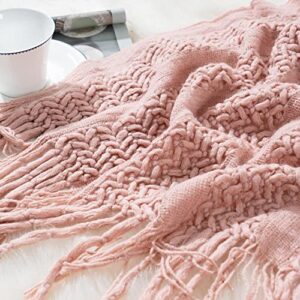 BATTILO HOME Dusty Pink Throw Blanket for Couch, Decorative Accent Soft Blush Throw Blankets for Bed Sofa Chair, 50"x80"