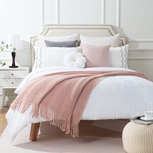 BATTILO HOME Dusty Pink Throw Blanket for Couch, Decorative Accent Soft Blush Throw Blankets for Bed Sofa Chair, 50"x80"