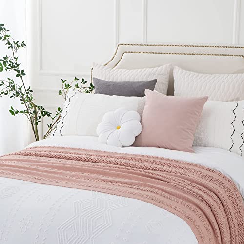 BATTILO HOME Dusty Pink Throw Blanket for Couch, Decorative Accent Soft Blush Throw Blankets for Bed Sofa Chair, 50"x80"