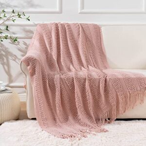 BATTILO HOME Dusty Pink Throw Blanket for Couch, Decorative Accent Soft Blush Throw Blankets for Bed Sofa Chair, 50"x80"