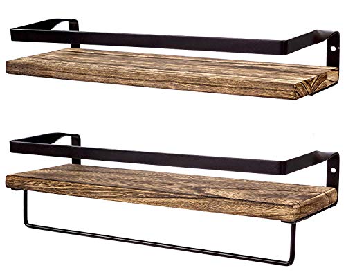 951 PRODUCTS Floating Shelves Wall Mounted Storage Shelves for Kitchen, Bathroom, Set of 2 Carbonized Black