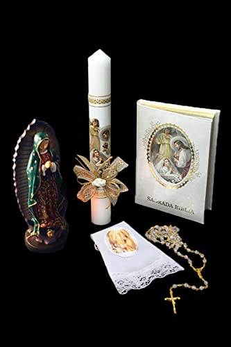 Lito First Communion Candle Set for Girls - White Candle Set Kit for Holy 1st Communion with Figurine - Spanish