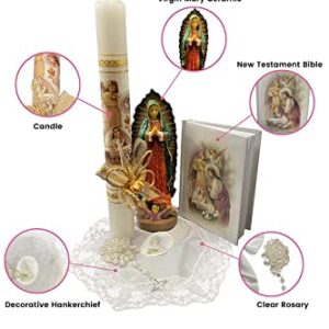 Lito First Communion Candle Set for Girls - White Candle Set Kit for Holy 1st Communion with Figurine - Spanish