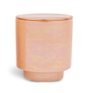 paddywax candles glow collection scented soy wax blend candle in iridescent ceramic pot, medium- 17 ounce, rosewater & coconut