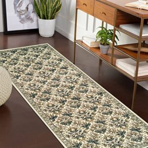 superior madeleine vintage oriental floral polypropylene indoor area rug, 2’7″ x 8′, ivory