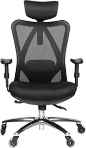 duramont ergonomic office chair – adjustable desk chair with lumbar support and rollerblade wheels – high back chairs with breathable mesh – thick seat cushion, head, and arm rests – reclines