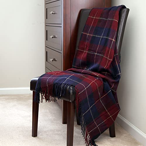 Lavish Home Blue/Red Cashmere-Like Blanket Throw Plaid, 50" x 60"