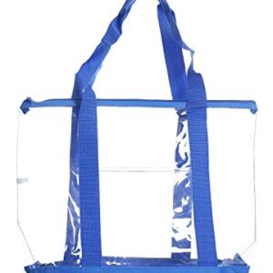 Large Clear Tote Bag with Zipper Closure (Blue)