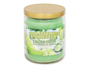 smoke odor exterminator candle, 13oz jar, cool cucumber & honeydew