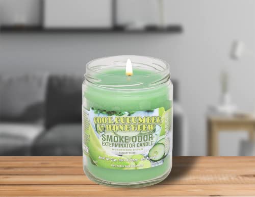 Smoke Odor Exterminator Candle, 13oz jar, Cool Cucumber & Honeydew