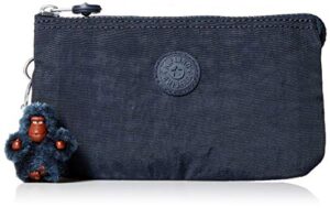 kipling women’s creativity large pouch, multi compartment, zip closure, true blue tonal