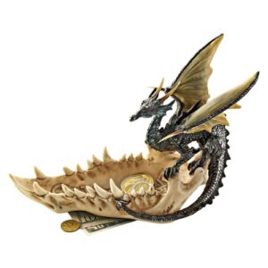 design toscano qs91305 jaw of the dragon offering dish gothic statue, 9 inch, polyresin, full color