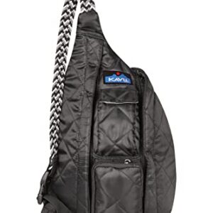 KAVU Mini Rope Puff Bag Sling Crossbody Backpack Travel Quilted Purse-Black