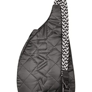 KAVU Mini Rope Puff Bag Sling Crossbody Backpack Travel Quilted Purse-Black