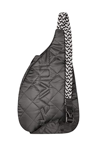 KAVU Mini Rope Puff Bag Sling Crossbody Backpack Travel Quilted Purse-Black