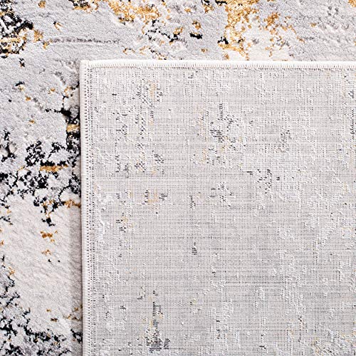 SAFAVIEH Amalfi Collection 9' x 12' Cream / Gold AMF572A Modern Abstract Distressed Area Rug