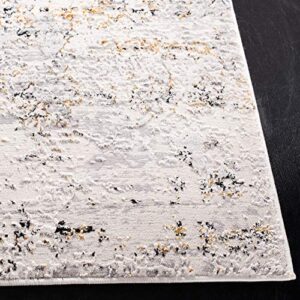 SAFAVIEH Amalfi Collection 9' x 12' Cream / Gold AMF572A Modern Abstract Distressed Area Rug