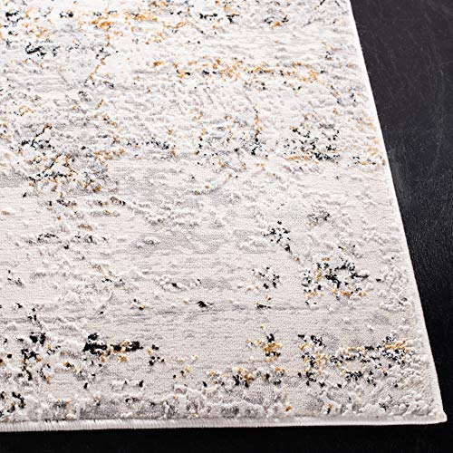 SAFAVIEH Amalfi Collection 9' x 12' Cream / Gold AMF572A Modern Abstract Distressed Area Rug