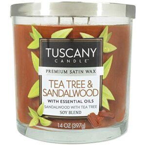 tuscany premium satin wax candle tea tree & sandalwood candle