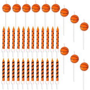 basketball party cake topper candles in holders (36 pack)