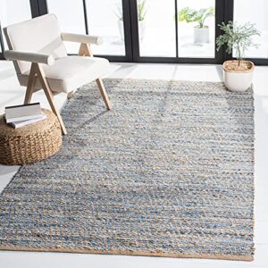 safavieh cape cod collection 4′ x 6′ natural / blue cap350a handmade flatweave coastal braided jute area rug