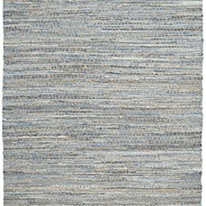 SAFAVIEH Cape Cod Collection 4' x 6' Natural / Blue CAP350A Handmade Flatweave Coastal Braided Jute Area Rug