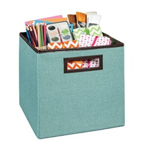 ClosetMaid 1131 Cubeicals Premium Fabric Bin with Decorative Trim, Caribbean Teal Linen