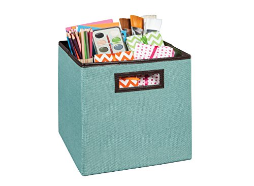 ClosetMaid 1131 Cubeicals Premium Fabric Bin with Decorative Trim, Caribbean Teal Linen