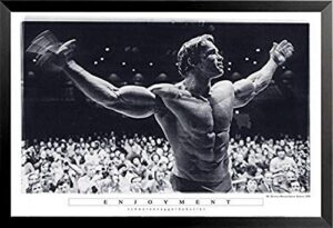 buyartforless framed enjoyment – arnold schwarzenegger mr olympia madison square garden 36×24 photograph art print poster pumping iron