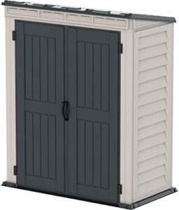 duramax 05325 yardmate plus pent outdoor vinyl storage shed, anthracite & adobe