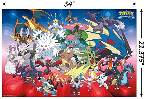 Trends International Pokemon Mega Evolutions Wall Poster 22.375" x 34", Dormitory