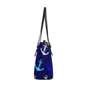 InterestPrint Nautical Background, Anchor Women Totes Top Handle HandBags PU Leather Purse