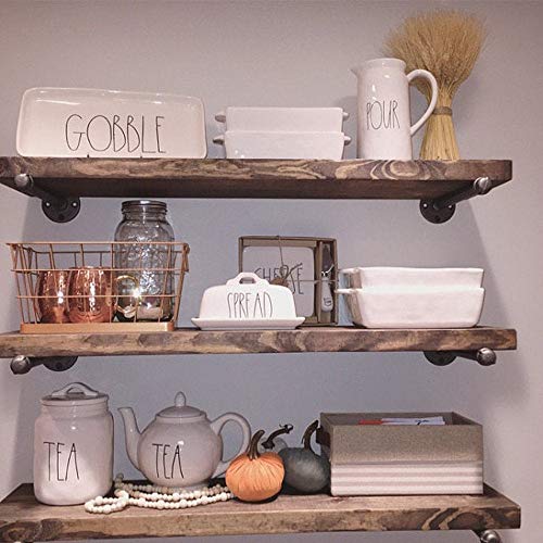 Industrial Floating Shelves Wall Shelf - Floating Shelves Wood Wall Mounted, Hanging Shelves, Floating Shelves Rustic, with Pipe Hardware Brackets (Set of 3) 1.50'' X 9.5'' (Special Walnut, 36'')