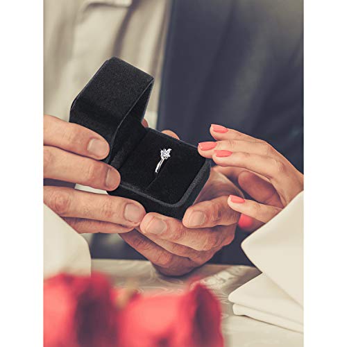 Hicarer 4 Pieces Velvet Ring Earring Box Jewelry Gift Case Boxes for Wedding Engagement Birthday and Anniversary (Black)