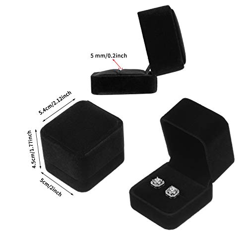 Hicarer 4 Pieces Velvet Ring Earring Box Jewelry Gift Case Boxes for Wedding Engagement Birthday and Anniversary (Black)