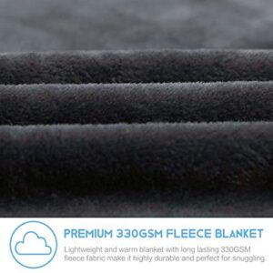 Fleece Blanket Queen Size Fuzzy Soft Plush Blanket 330GSM for All Season Spring Summer Autumn Throws for Couch Bed Sofa, 90 by 90 Inches, Dark Grey